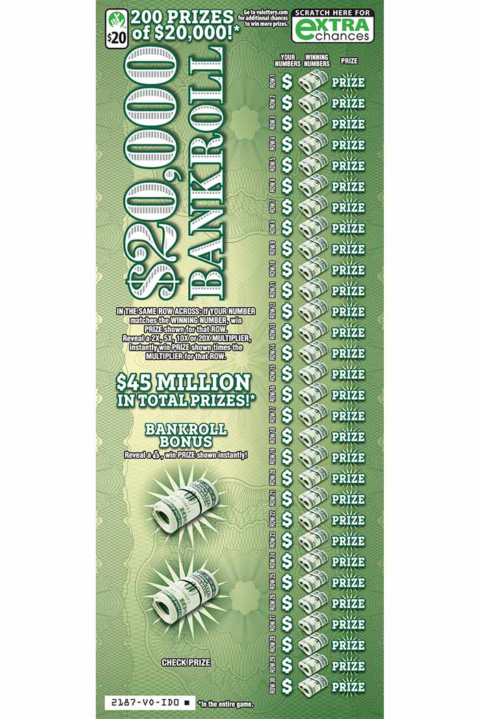 $20,000 Bankroll Scratcher #2187 | Virginia Lottery