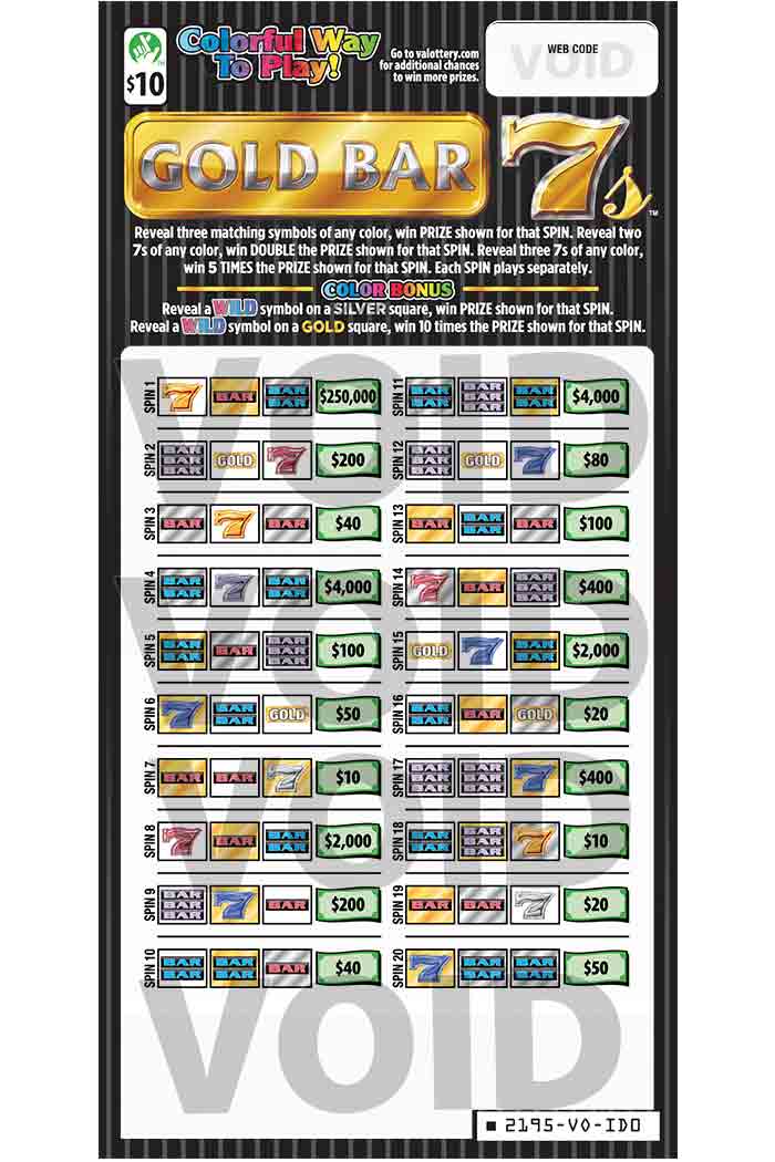Gold Bar 7s™ Scratcher #2195 | Virginia Lottery